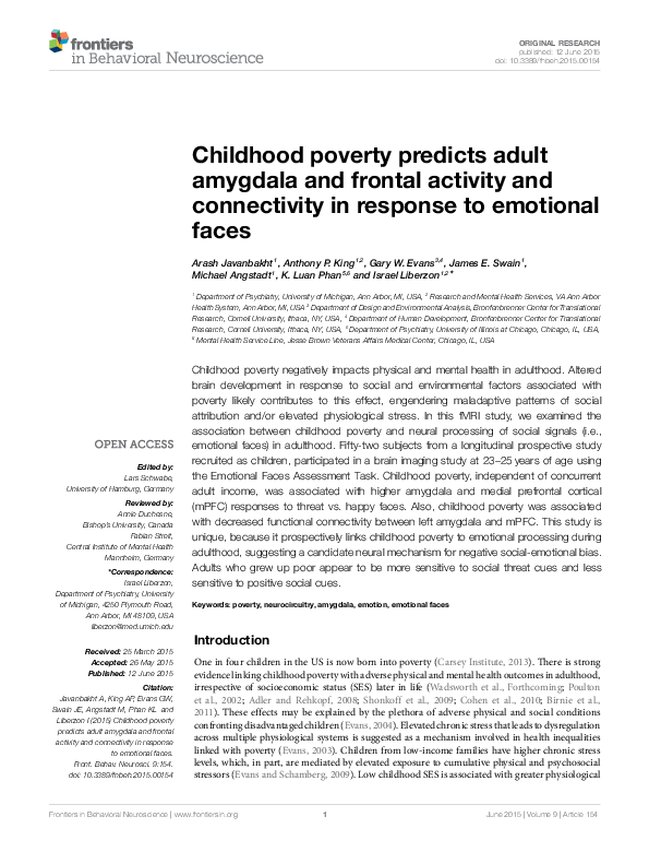 (PDF) Childhood Poverty Predicts Adult Amygdala and Frontal Activity ...