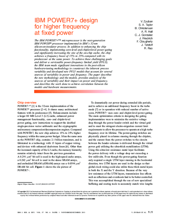 (PDF) IBM POWER7+ design for higher frequency at fixed power