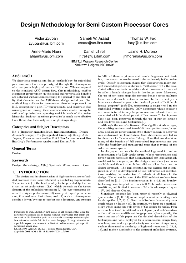 (PDF) Design methodology for semi custom processor cores