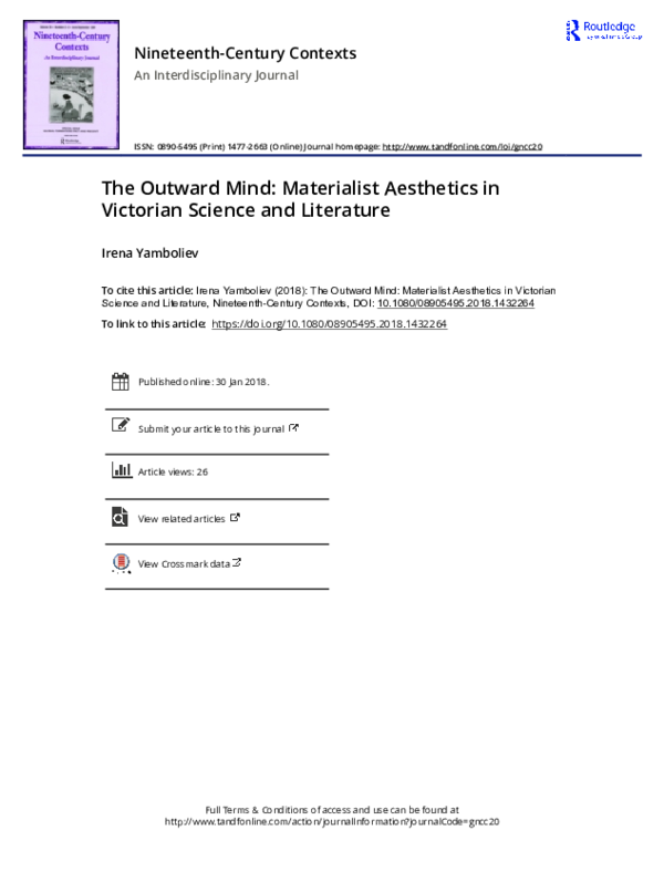 (PDF) The Outward Mind: Materialist Aesthetics in Victorian Science and Literature