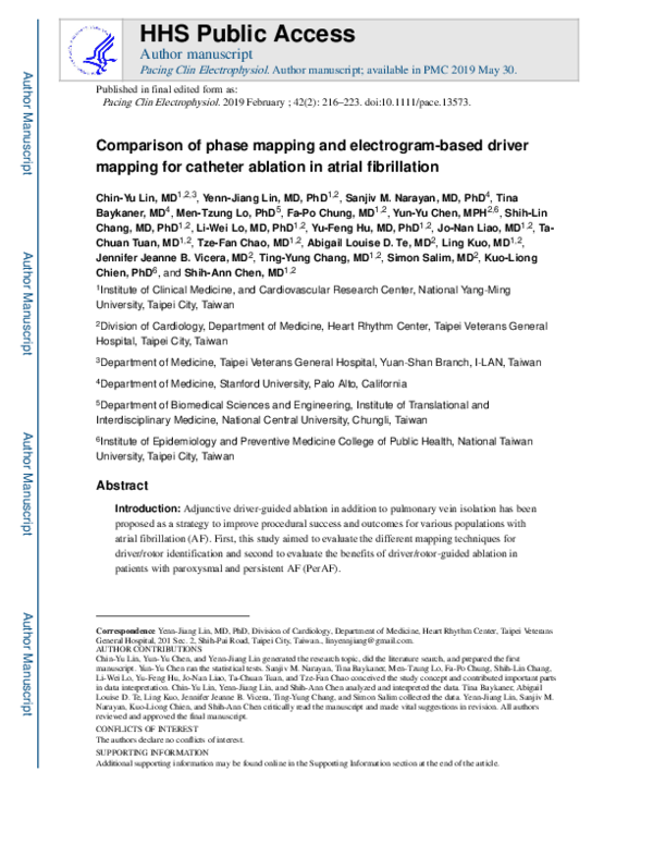 Pdf Comparison Of Phase‐mapping And Electrogram‐based Driver Mapping