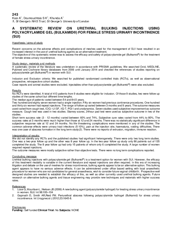 (PDF) A systematic review on urethral bulking injections using ...