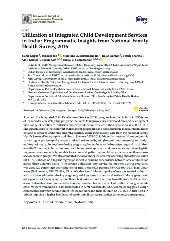 (PDF) Utilization of Integrated Child Development Services in India ...