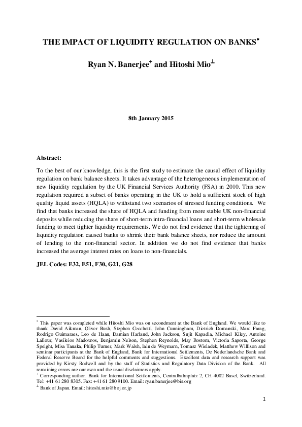 (PDF) The Impact of Liquidity Regulation on Banks