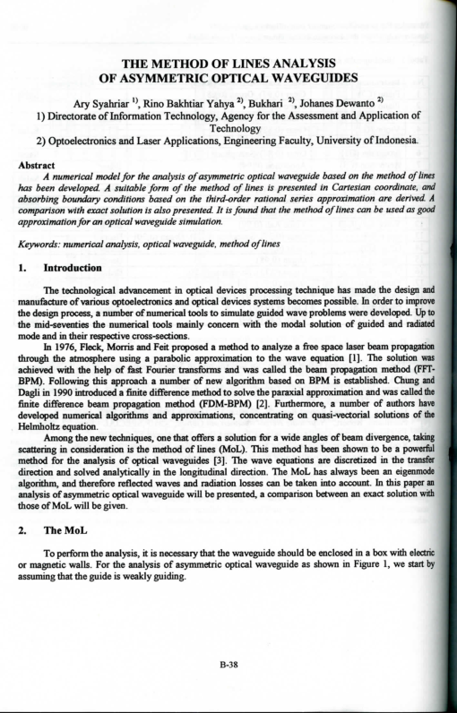 (PDF) The method of lines analysis of asymmetric optical waveguides