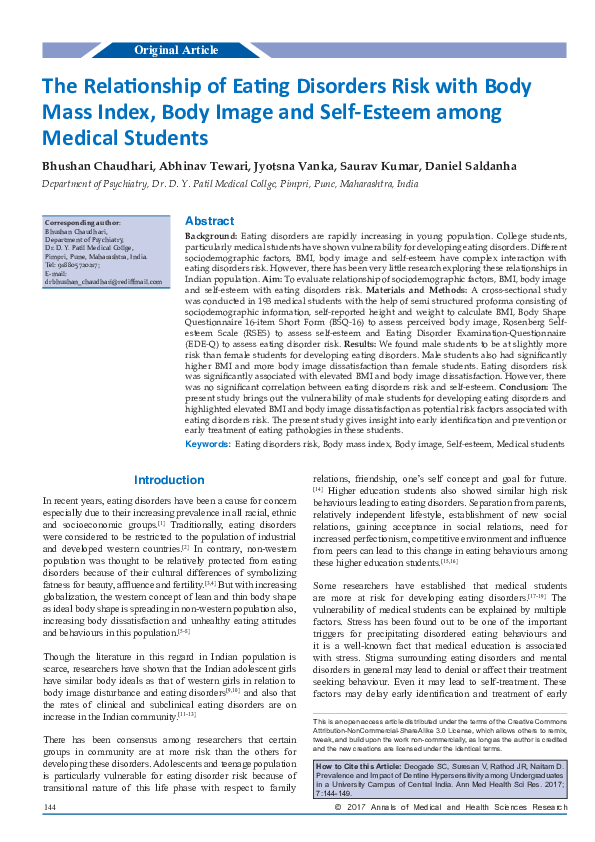 (PDF) The Relationship of Eating Disorders Risk with Body Mass Index ...