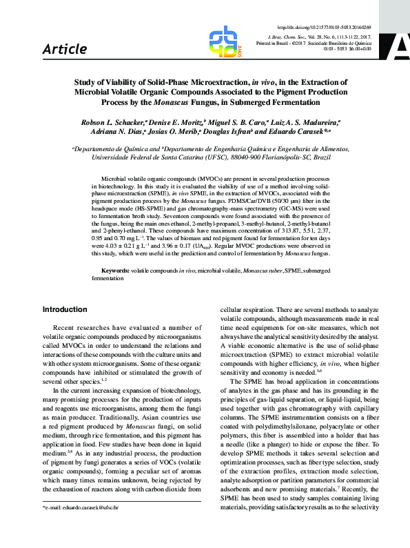(PDF) Study of Viability of Solid-Phase Microextraction, in vivo, in the Extraction of Microbial ...