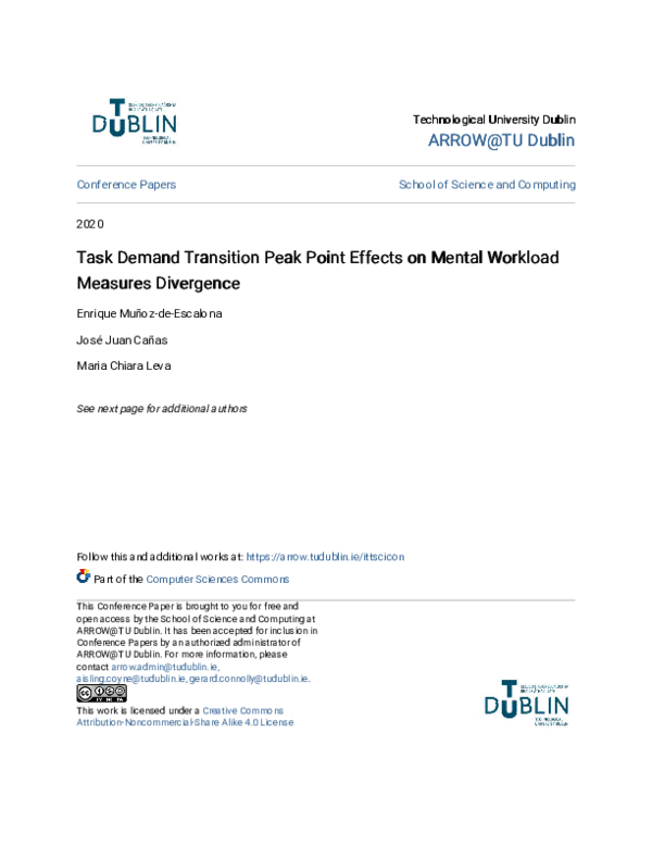 (PDF) Task Demand Transition Peak Point Effects on Mental Workload Measures Divergence
