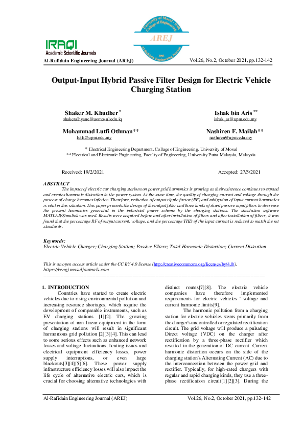 (PDF) Output-Input Hybrid Passive Filter Design for Electric Vehicle ...