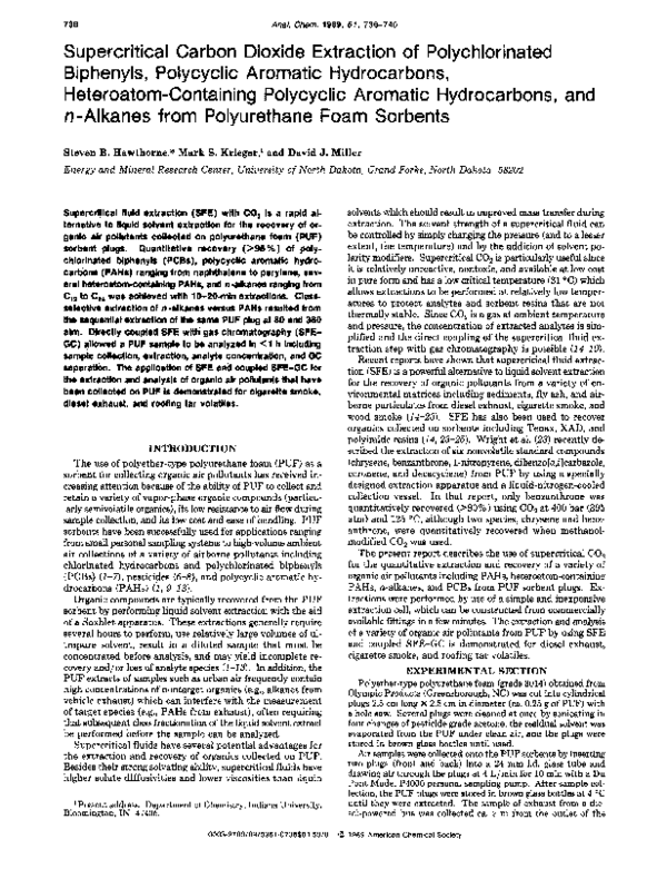 (PDF) Supercritical carbon dioxide extraction of polychlorinated biphenyls, polycyclic aromatic ...