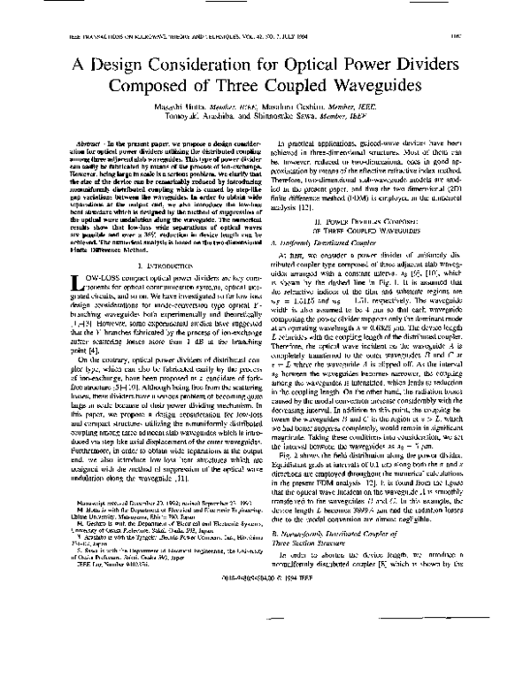 (PDF) A design consideration for optical power dividers composed of ...