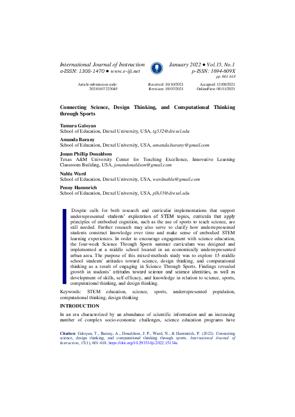 (PDF) Connecting Science, Design Thinking, and Computational Thinking ...