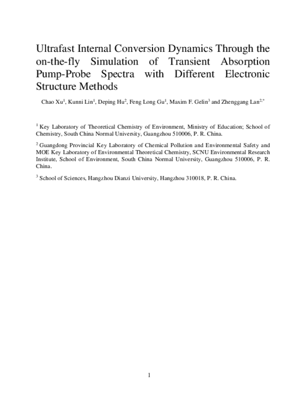 (PDF) Ultrafast Internal Conversion Dynamics through the on-the-Fly Simulation of Transient ...