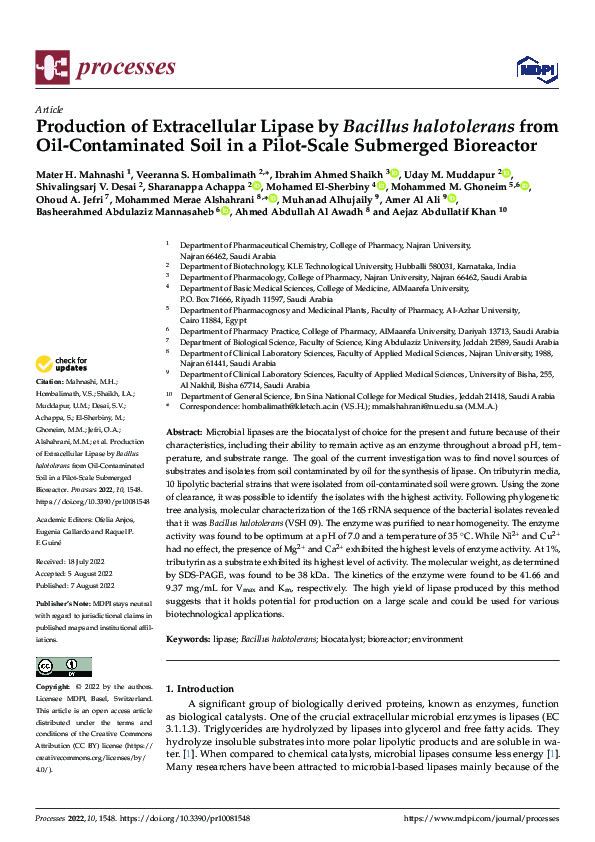 (PDF) Production of Extracellular Lipase by Bacillus halotolerans from Oil-Contaminated Soil in ...
