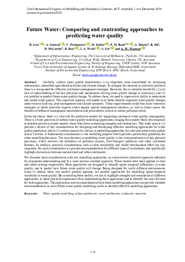 (PDF) Future Water: Comparing and contrasting approaches to predicting ...
