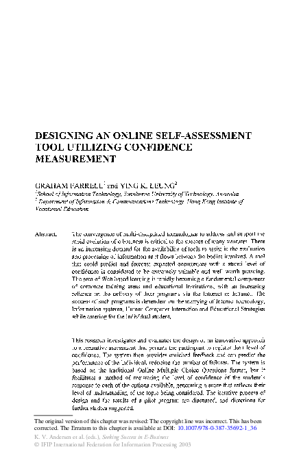 (PDF) Designing an Online Self-Assessment Tool Utilizing Confidence ...