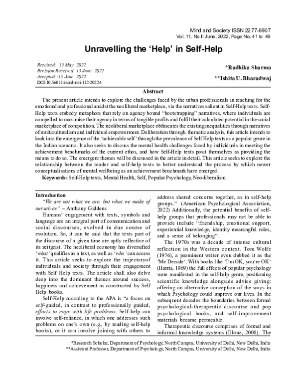 (PDF) Unravelling the ‘Help’ in Self-Help
