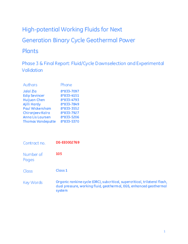 (PDF) High-potential Working Fluids for Next Generation Binary Cycle ...