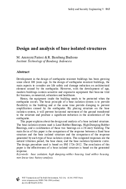 (PDF) Base Isolated Structures: Design and Analysis