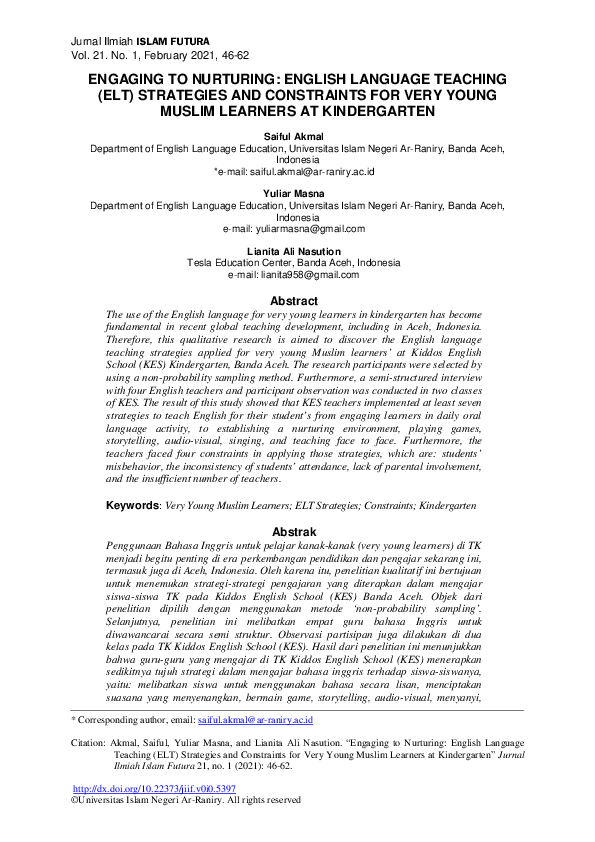 (PDF) Engaging to Nurturing: English Language Teaching Strategies and ...