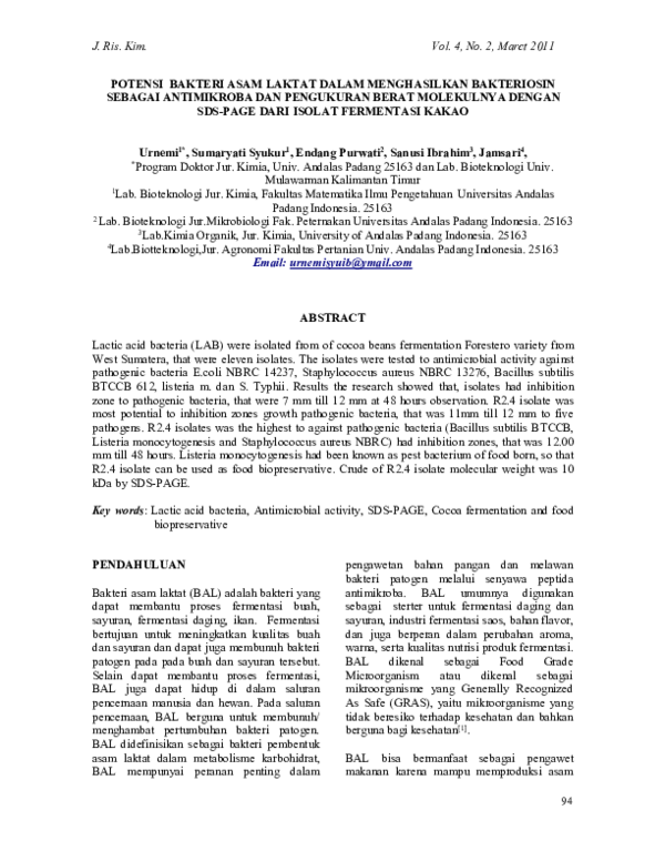 (PDF) Potensi Bakteri Asam Laktat Dalam Menghasilkan Bakteriosin Sebagai Antimikroba Dan ...