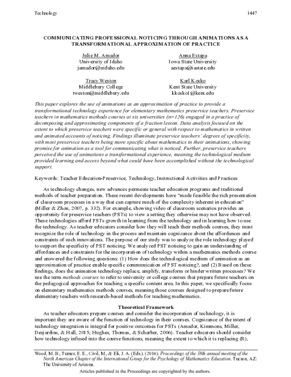 (PDF) Communicating Professional Noticing through Animations as a ...