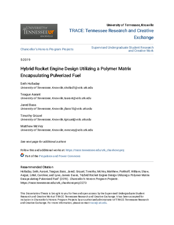 (PDF) Hybrid Rocket Engine Design Utilizing a Polymer Matrix ...