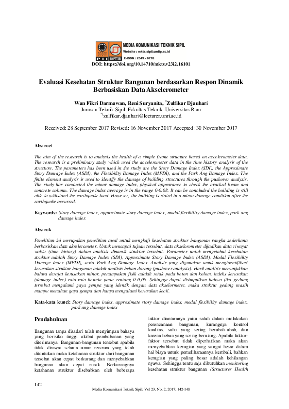 (PDF) Evaluasi Kesehatan Struktur Bangunan berdasarkan Respon Dinamik ...