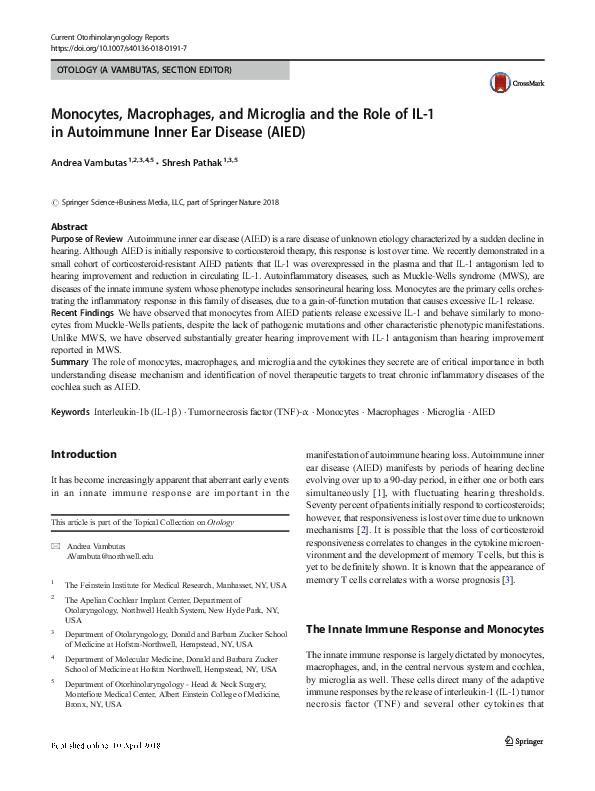 (PDF) Monocytes, Macrophages, and Microglia and the Role of IL-1 in ...