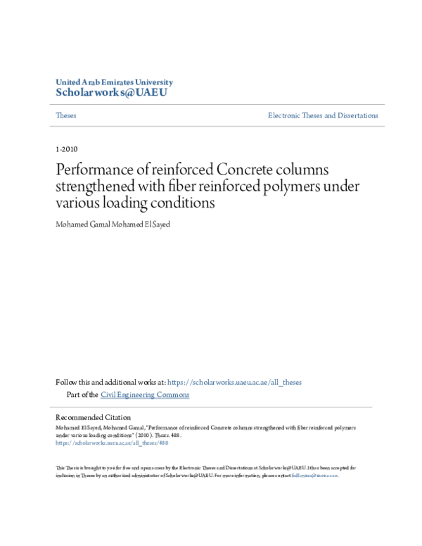 (PDF) Performance of reinforced Concrete columns strengthened with ...
