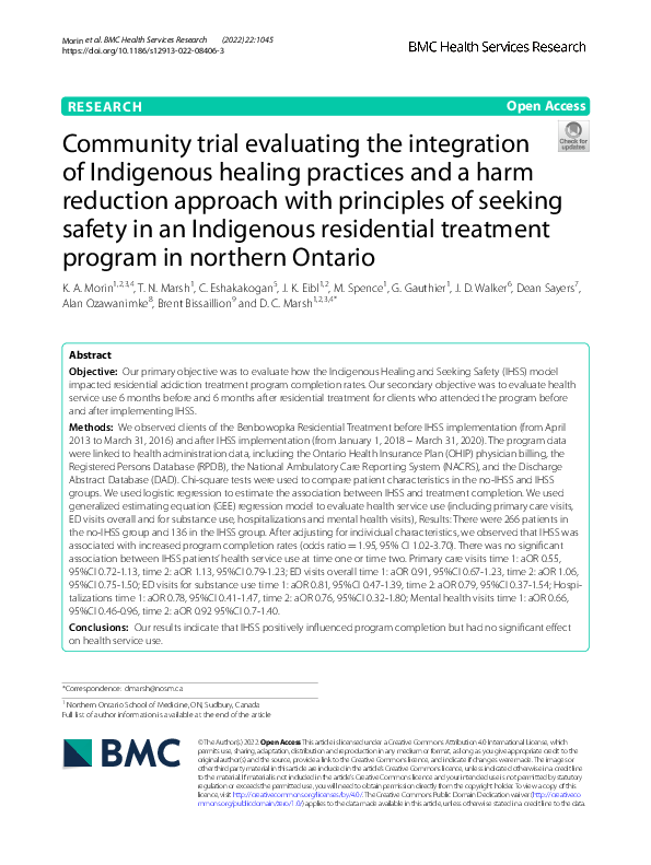 (PDF) Community trial evaluating the integration of Indigenous healing ...