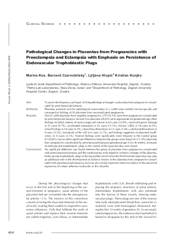 (PDF) Pathological changes in placentas from pregnancies with ...
