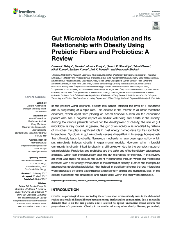 (PDF) Gut Microbiota Modulation and Its Relationship with Obesity Using Prebiotic Fibers and ...