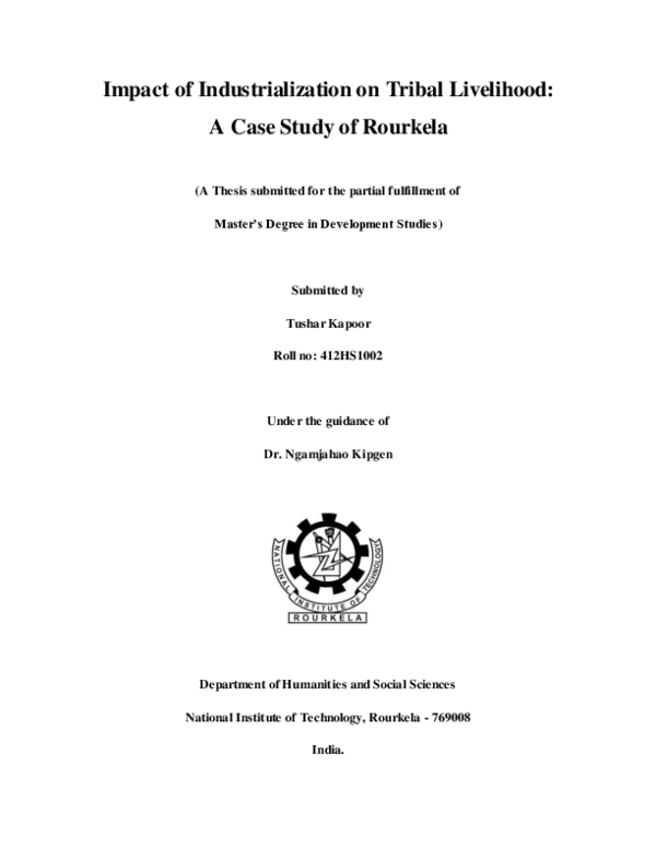 (PDF) Impact of industrialization on tribal livelihood: a case study of rourkela