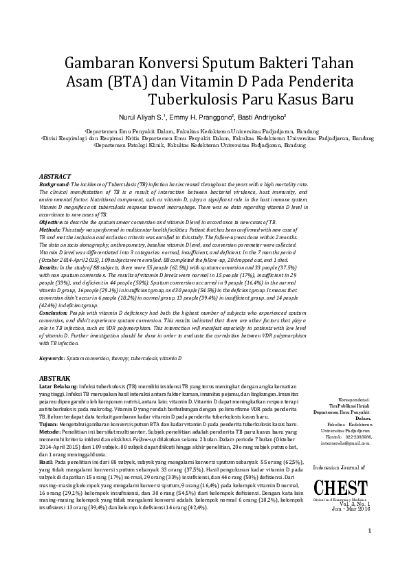 (PDF) Gambaran Konversi Sputum Bakteri Tahan Asam (BTA) dan Vitamin D ...