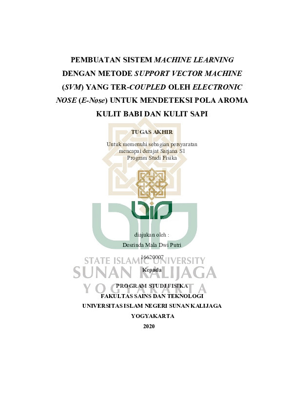(PDF) PEMBUATAN SISTEM MACHINE LEARNING DENGAN METODE SUPPORT VECTOR MACHINE (SVM) YANG TER ...