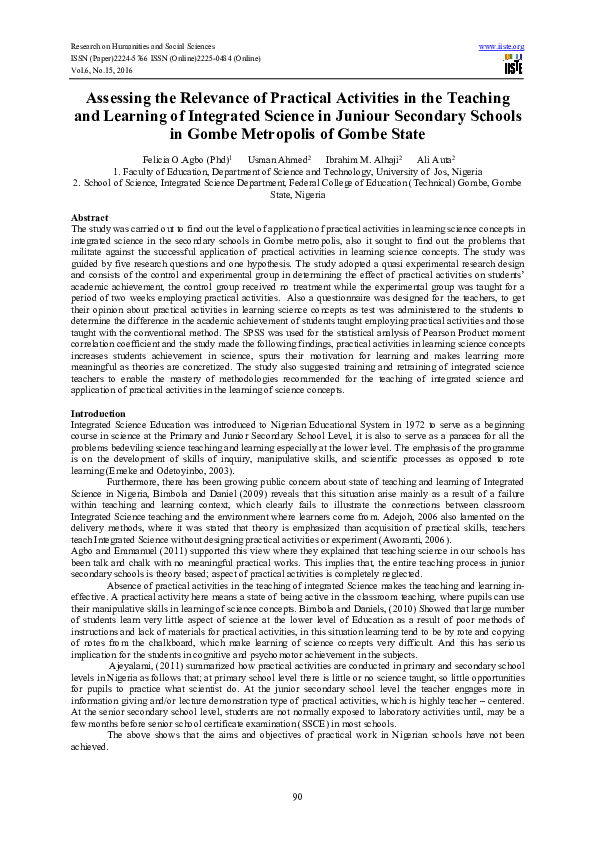 (PDF) Assessing the Relevance of Practical Activities in the Teaching ...