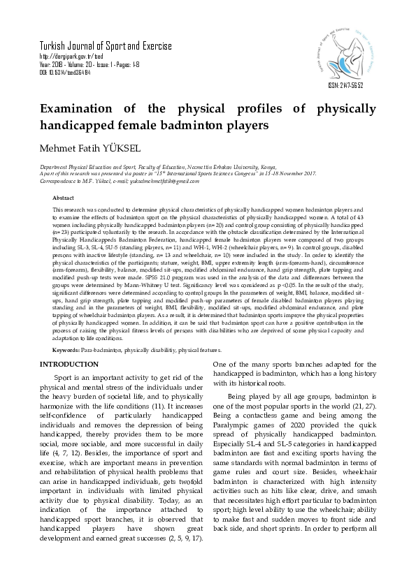 (PDF) Examination of the physical profiles of physically handicapped ...