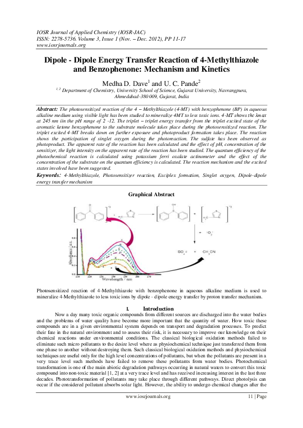 (PDF) Dipole - Dipole Energy Transfer Reaction of 4-Methylthiazole and ...