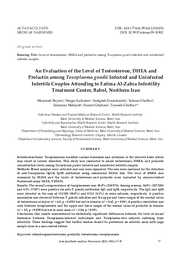 (PDF) An evaluation of the level of testosterone, DHEA and prolactin ...