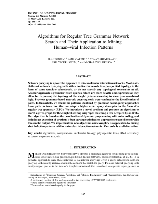 (PDF) Algorithms for Regular Tree Grammar Network Search and Their Application to Mining Human ...