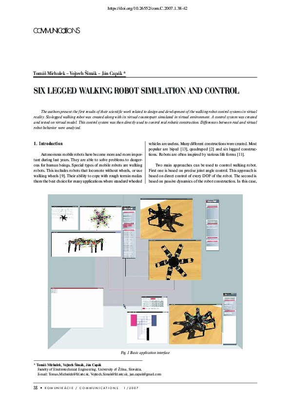 (PDF) Six Legged Walking Robot Simulation and Control