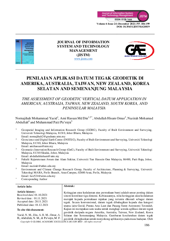 (PDF) The Assessment of Geodetic Vertical Datum Application in American, Australia, Taiwan, New ...