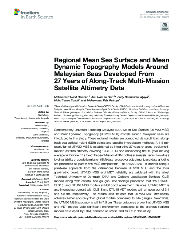 (PDF) Regional Mean Sea Surface and Mean Dynamic Topography Models ...