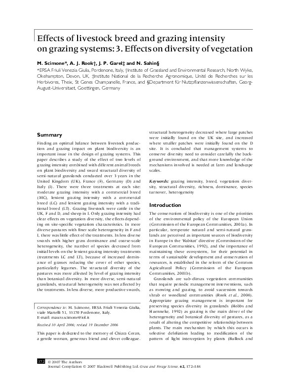 (PDF) Effects of livestock breed and grazing intensity on grazing ...
