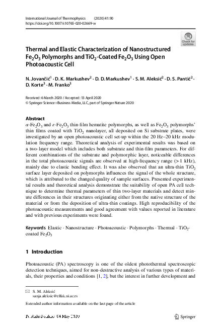 (PDF) Thermal and Elastic Characterization of Nanostructured Fe2O3 Polymorphs and TiO2-Coated ...