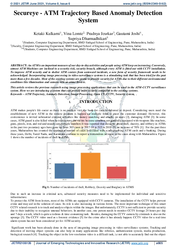 Pdf Secureye Atm Trajectory Based Anomaly Detection System