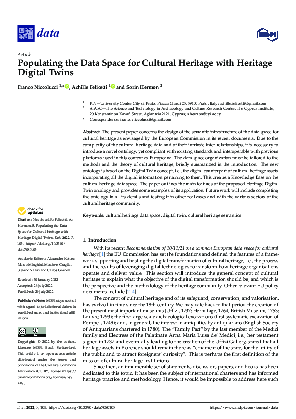 Pdf Heritage Digital Twins Building A Cultural Heritage Data Space