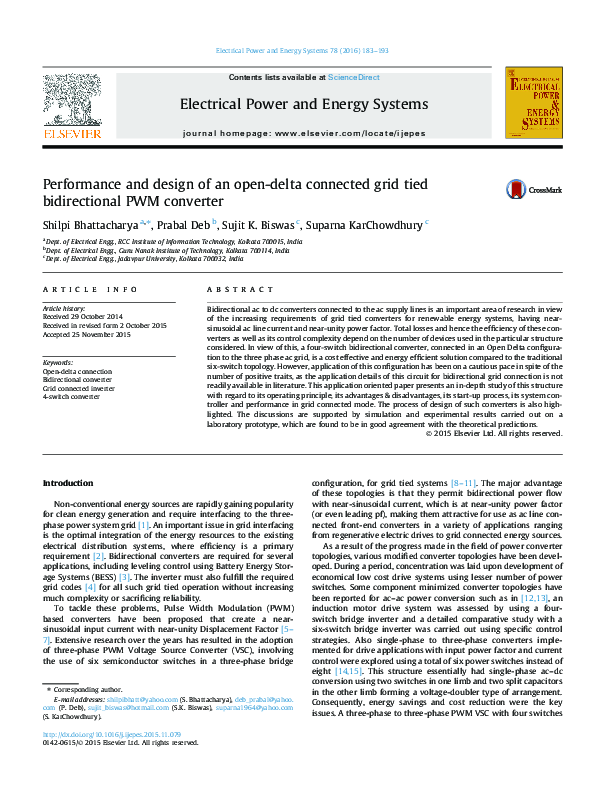 Pdf Performance And Design Of An Open Delta Connected Grid Tied Bidirectional Pwm Converter