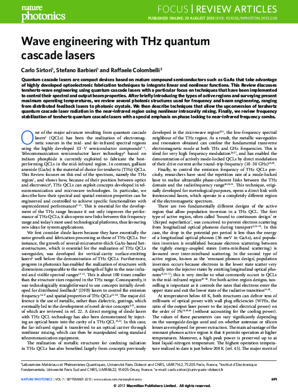 (PDF) Wave engineering with THz quantum cascade lasers